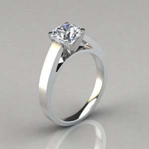 Round Cut Solitaire Cathedral Style Engagement Ring - PureGemsJewels