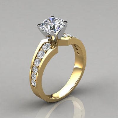 Graduated Pave Round Cut Engagement Ring - PureGemsJewels