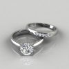 Cross Prong Engagement Ring and Wedding Band Bridal Set - PureGemsJewels