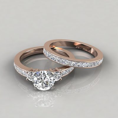 Round Cut Engagement Ring and Wedding Band Set - PureGemsJewels