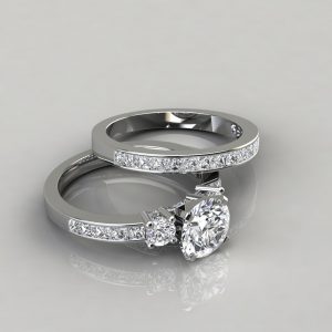 Round Cut Engagement Ring and Wedding Band Set - PureGemsJewels